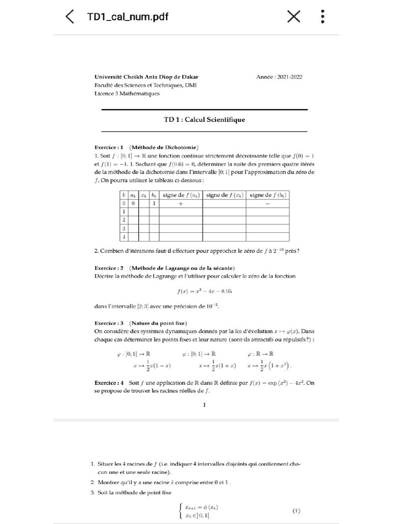 TD (1, 2, 3) Calcul Scientifique SW | PDF