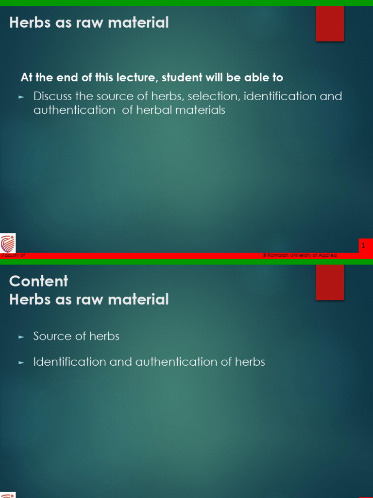 Identification and Authentication of Herbs | PDF | Medicinal Plants