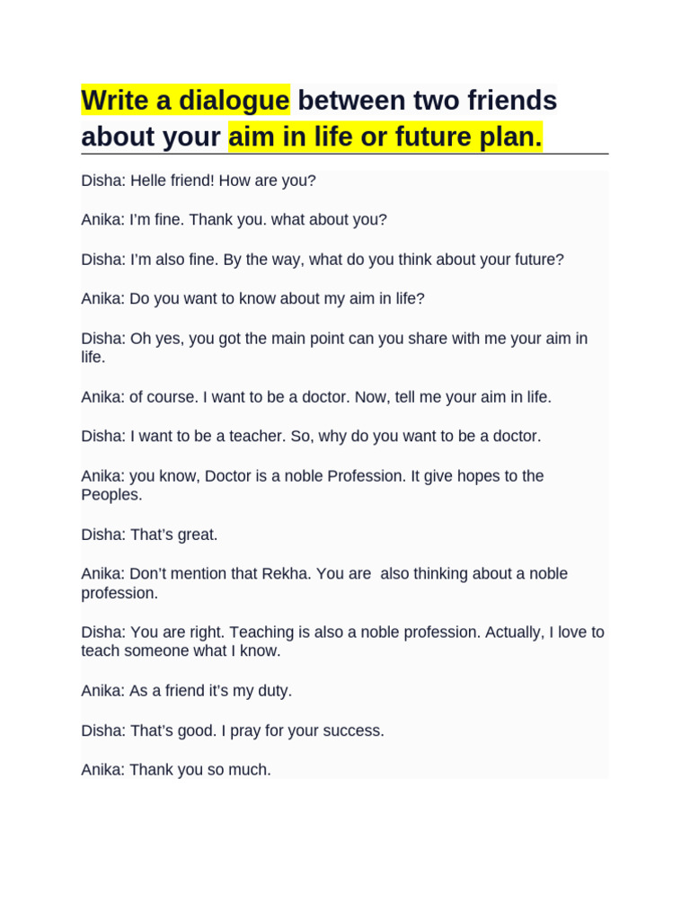 Dialogue on Future Aspirations | PDF