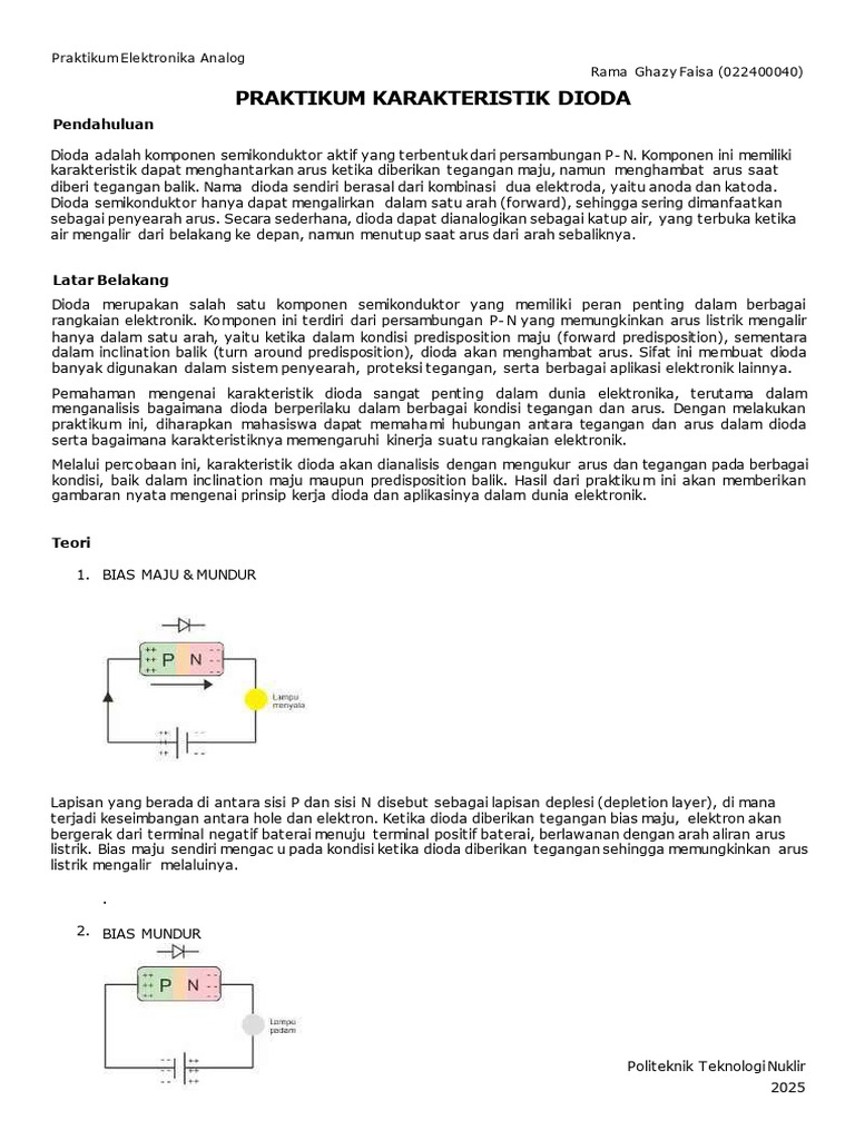 Rama Ghazy Faisa - 022400040 - Laporan Karakteristik Dioda | PDF