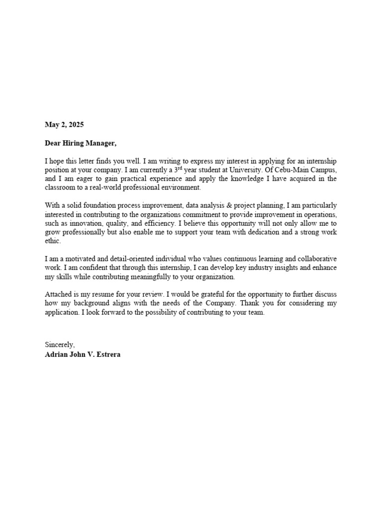 Estrera - Application Letter | PDF