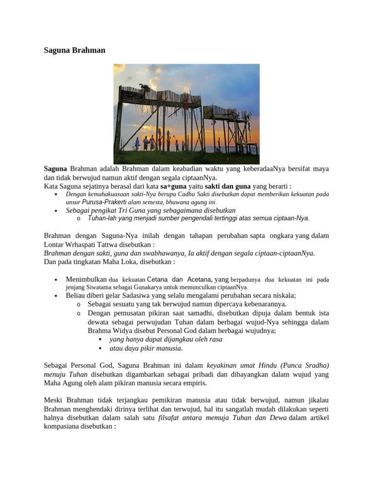 Konsep Saguna dan Nirguna Brahman | PDF