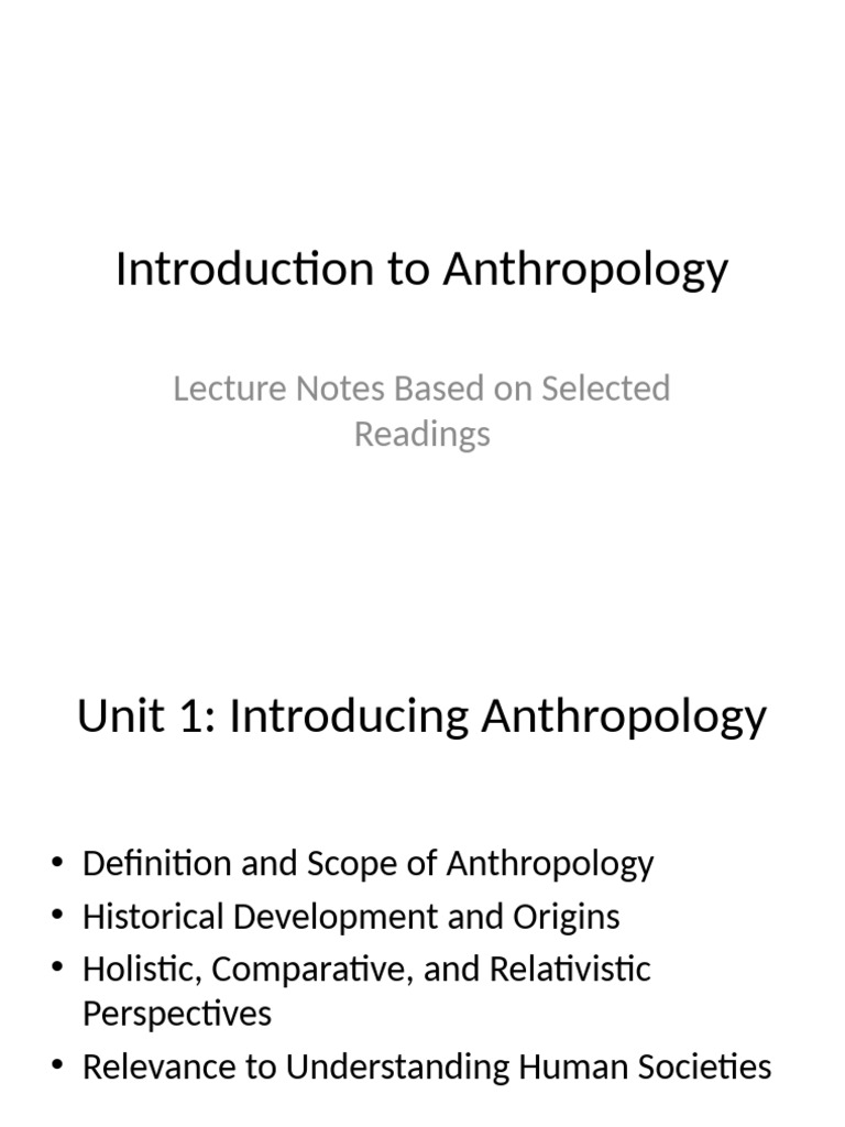 Overview of Anthropology Concepts | PDF