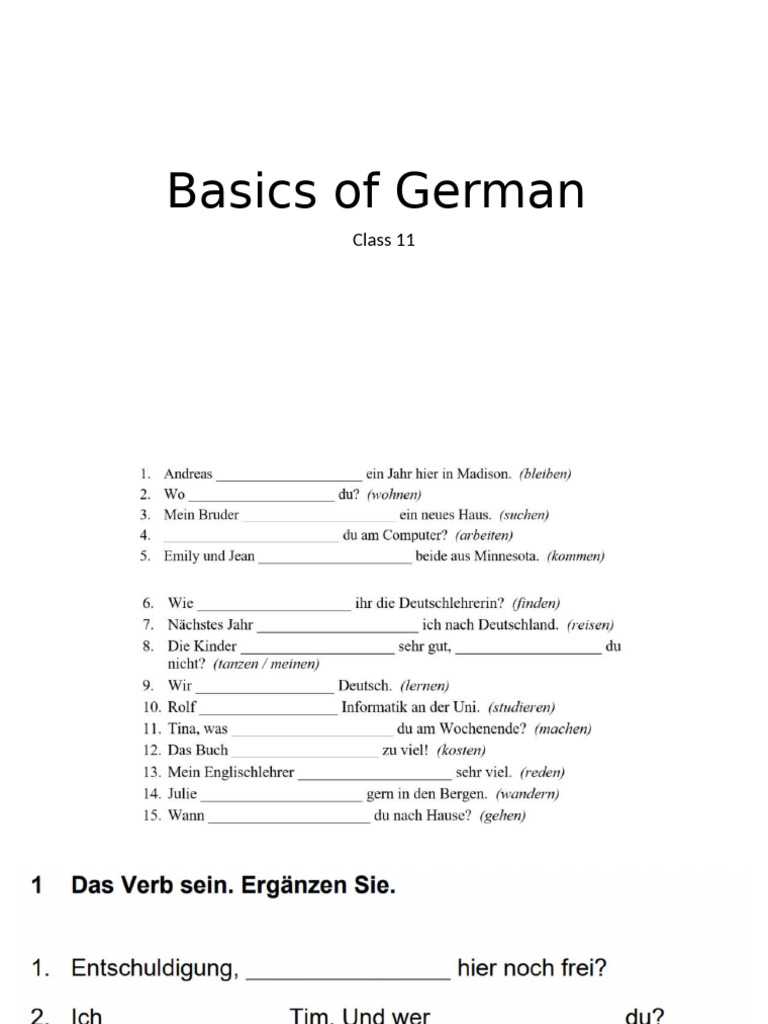 Basics of German 11 | PDF