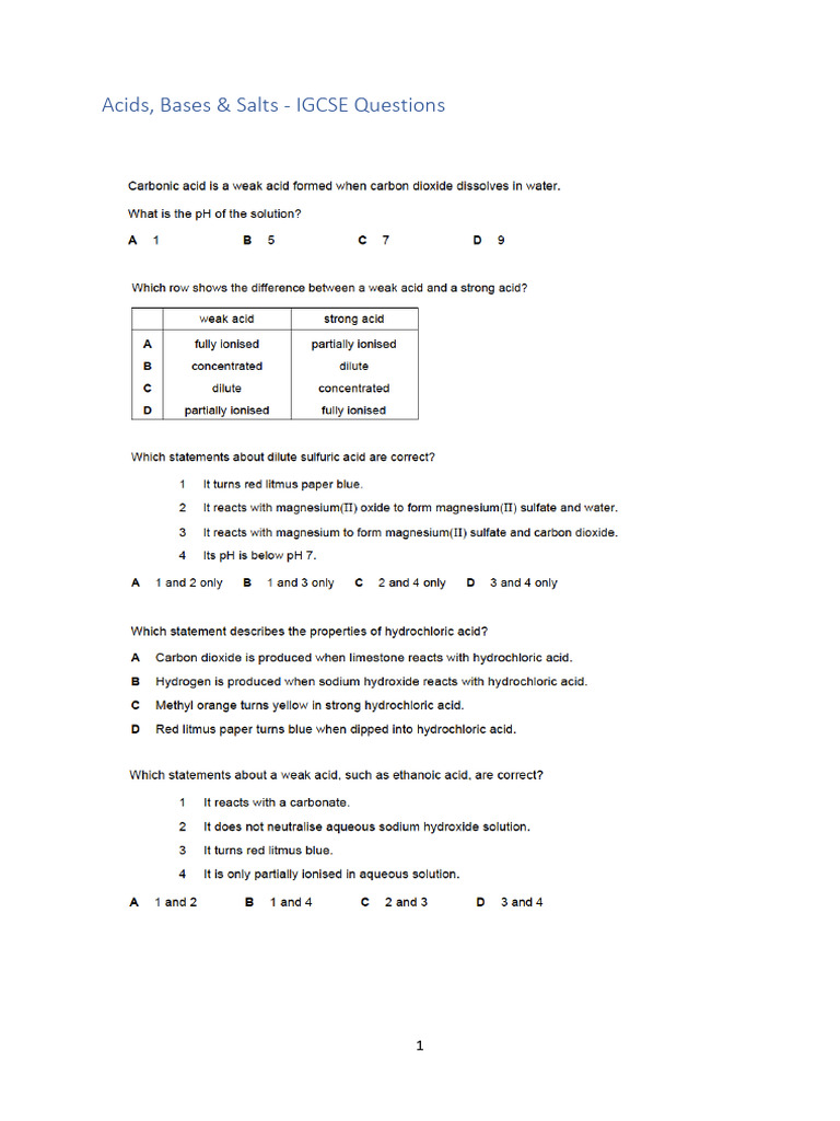 Linah Hong - 11 IGCSE Acids & Bases ALL | PDF