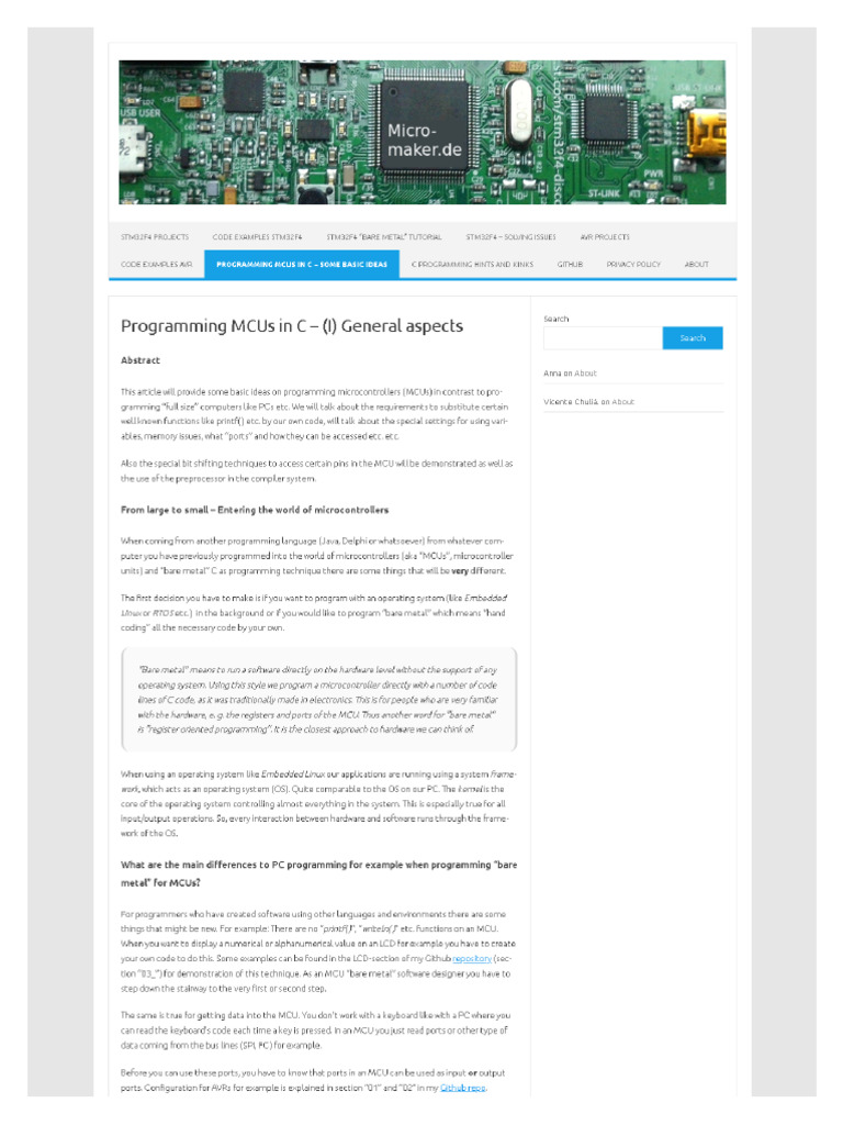 Programming MCUs in C – (I) General aspects | PDF