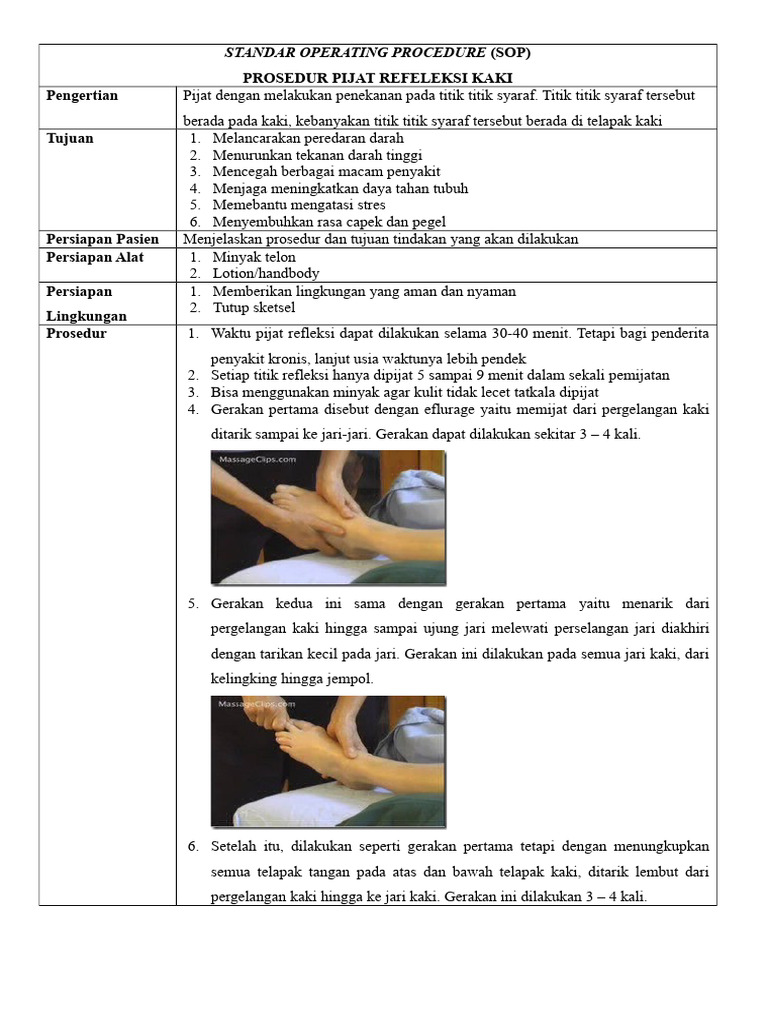Sop Pijat Refleksi Kaki | PDF