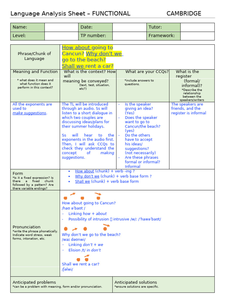 Sample La Sheet Functions 2021 | PDF | Human Communication | Linguistics