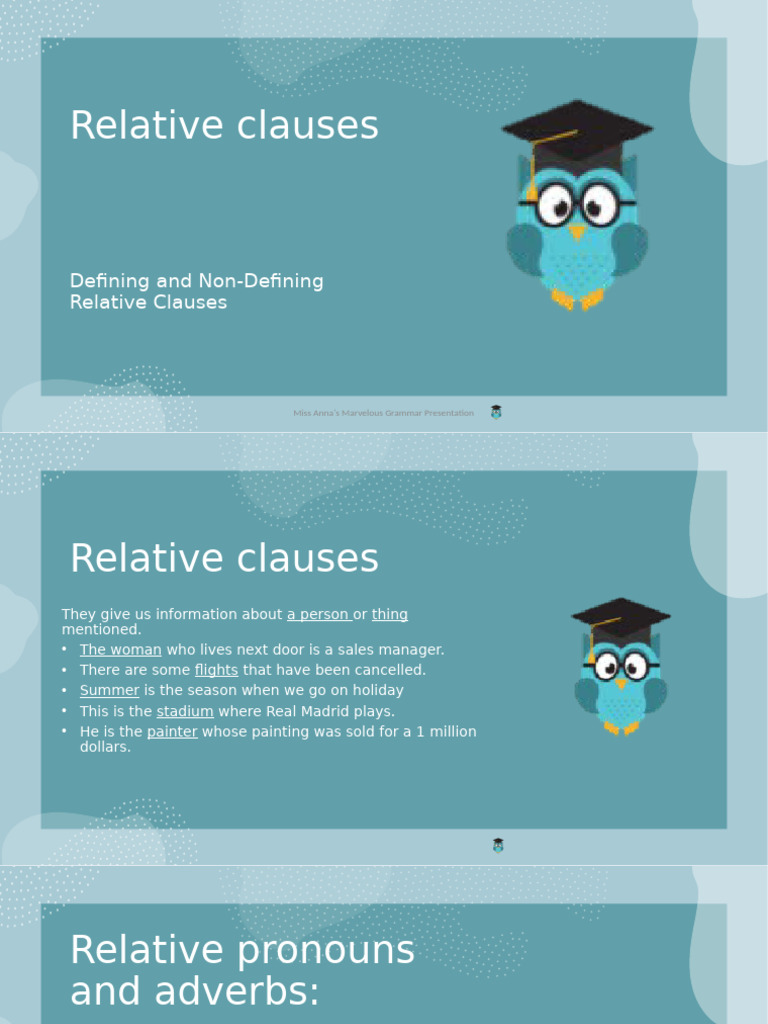 Defining and Nondefining Relative Clauses Grammar Guides 140105 | PDF ...
