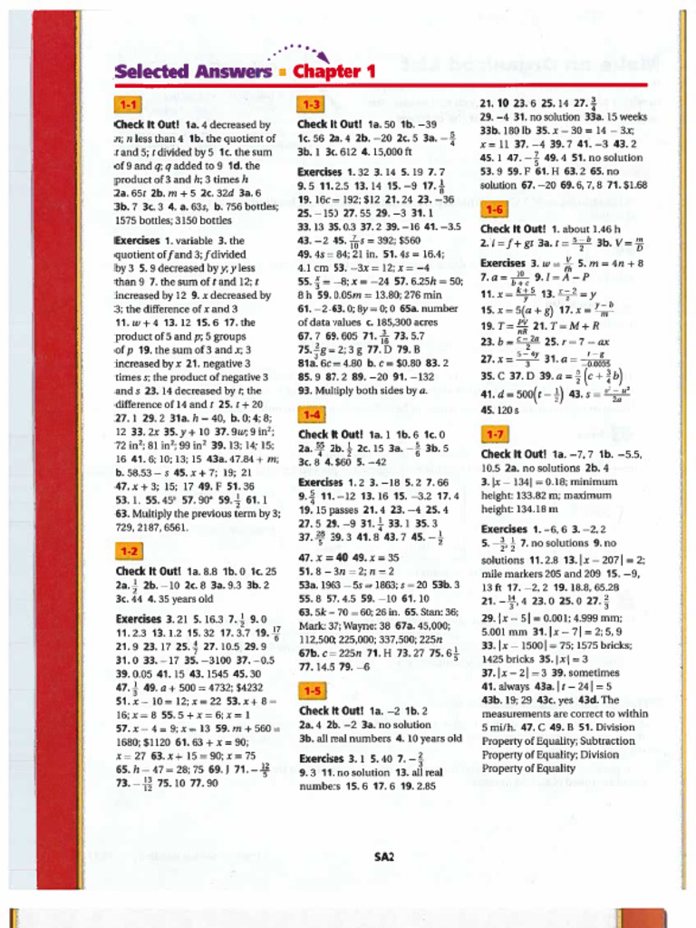 Algebra Answers | PDF