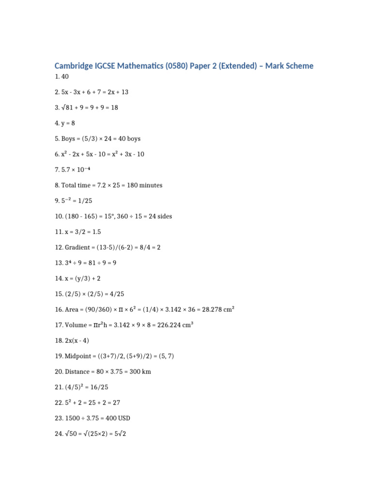 IGCSE Paper2 MarkScheme | PDF