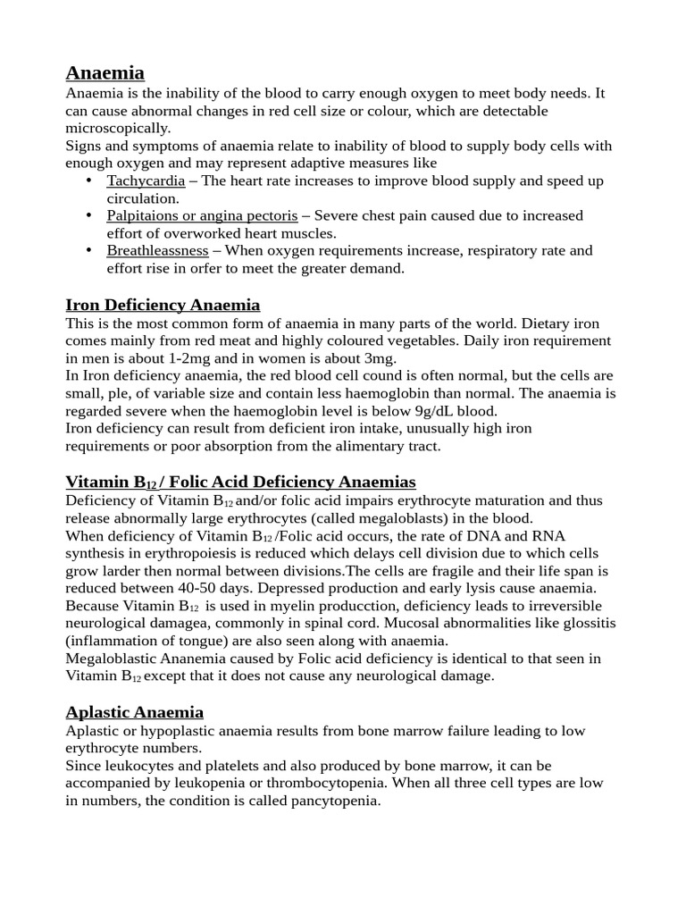 Disorders of Blood Assignment by Vishesh Aggarwal | PDF | Anemia ...