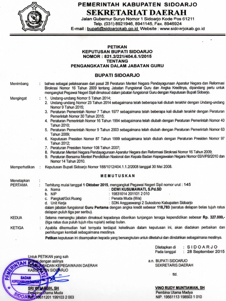 SK JABFUNG BU DEWI | PDF