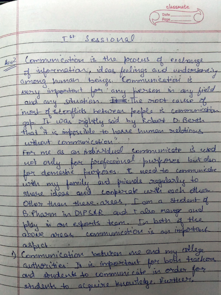 Comm Skill 1st Sessionals by Vishesh Aggarwal | PDF