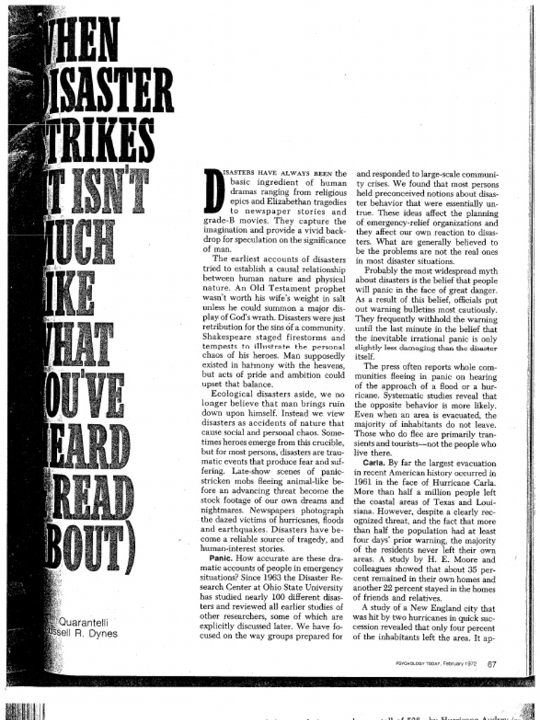 Quarantelli&Dynes When Disaster Strikes | PDF