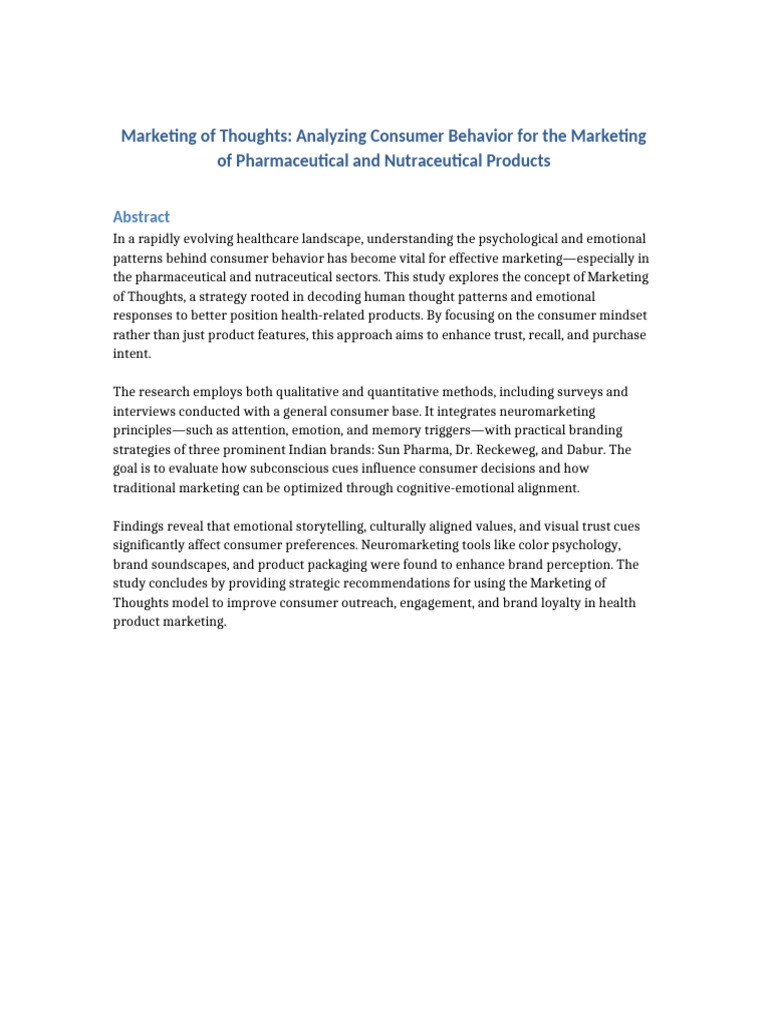 Marketing of Thoughts Abstract | PDF