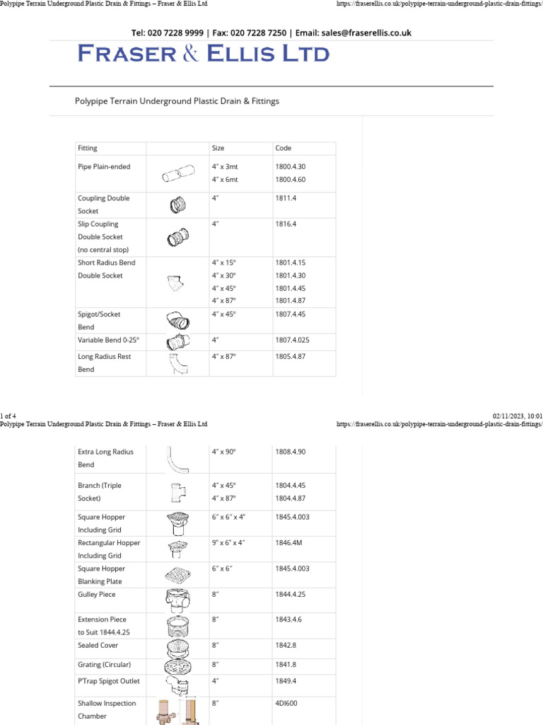 Polypipe Terrain Underground Plastic Drain & Fittings - Fraser & Ellis ...