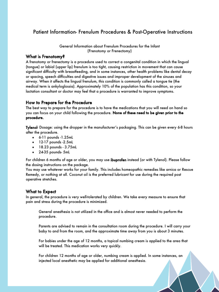 Frenulum Procedure Guide for Infants | PDF | Anesthesia | Medical ...