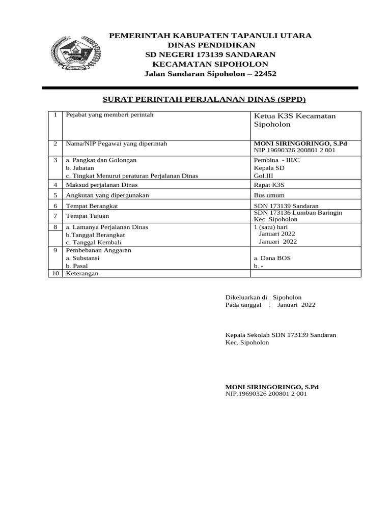 SPPD K3S MONI SIRINGORINGO | PDF