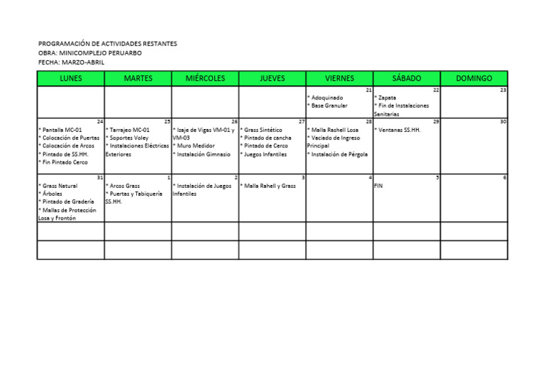 Programacion de Actividades - 031433 | PDF