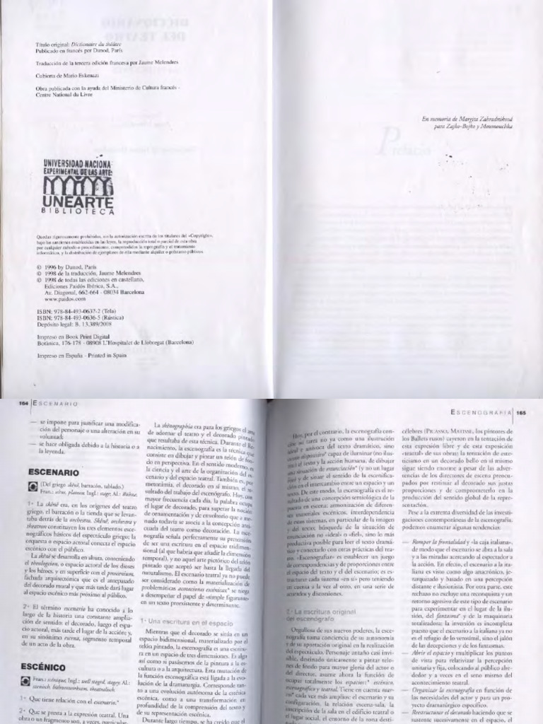 Concepto de Escenografia Diccionario de PAVIS | PDF