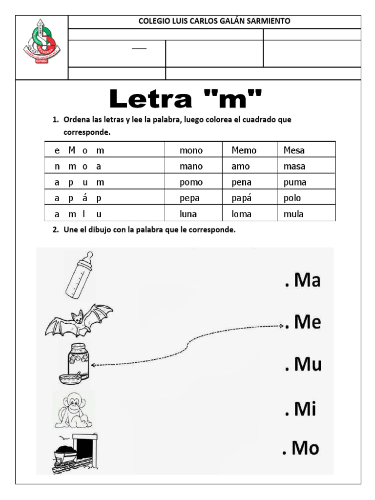 GUIA 2 Letras M,P,S,L | PDF
