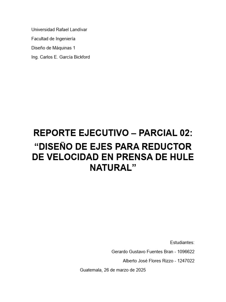 Diseño de Ejes para Reductor de Velocidad en Prensa de Hule - Parcial 02 DM 2 | PDF | Engranaje ...