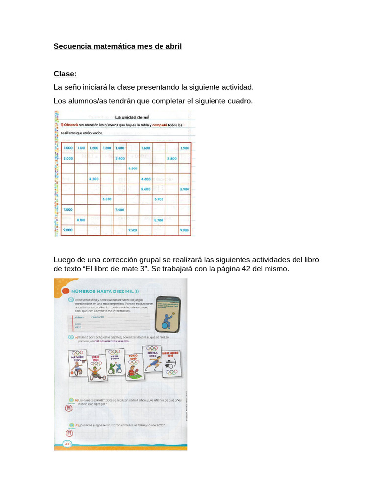 Actividades Matemáticas Abril 3er Grado | PDF