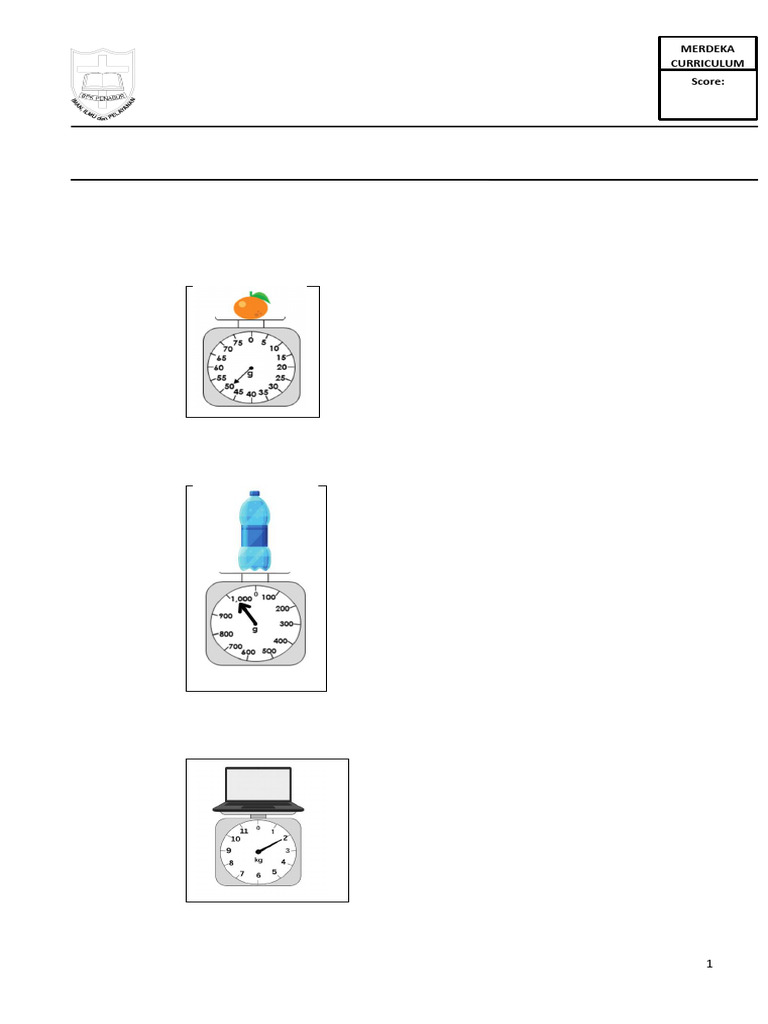 Worksheet 4 Math Measurement-1 250503 094931 | PDF | Kilogram | Mass