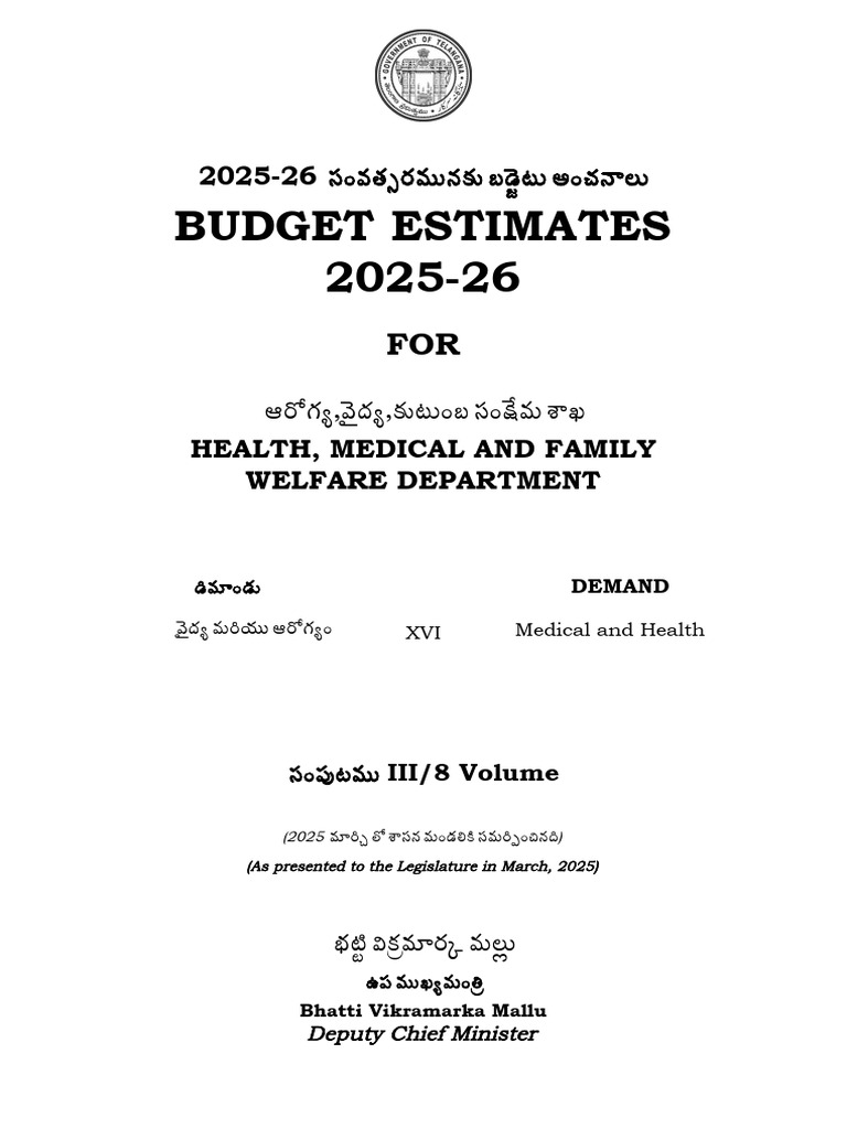 2025-26 Health Department Budget Estimates | PDF