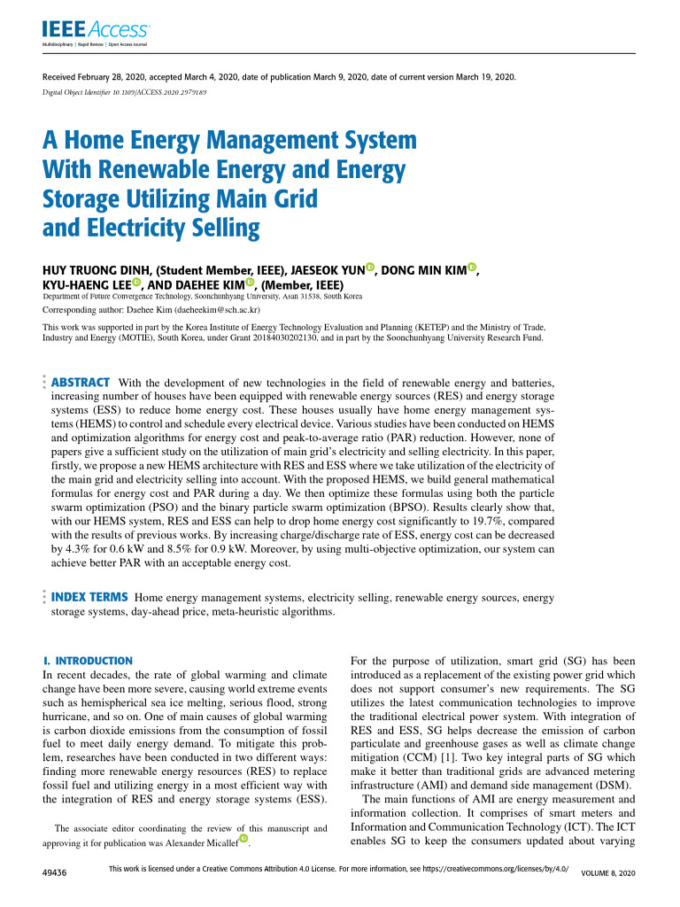 A Home Energy Management System With Renewable Energy and Energy ...