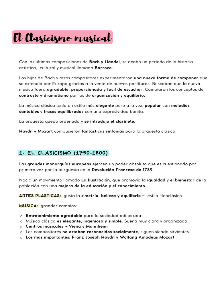 El Clasicismo musical (2) | PDF | Periodo Clásico (Música) | Orquestas