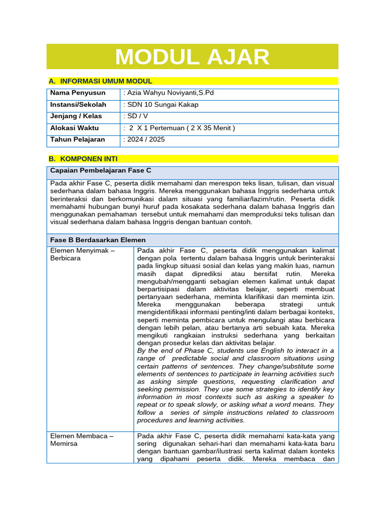 Modul Ajar Superlative Adjective | PDF