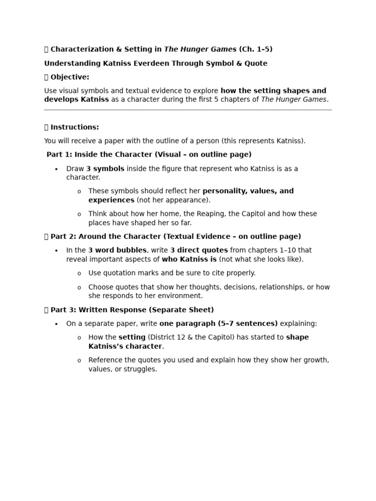 Katniss Characterization | PDF | Symbols | Human Communication