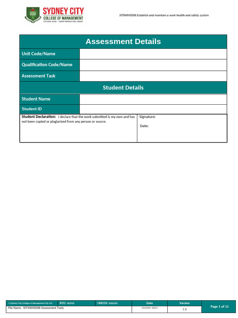 WHS System Assessment Guidelines | PDF | Occupational Safety And Health ...