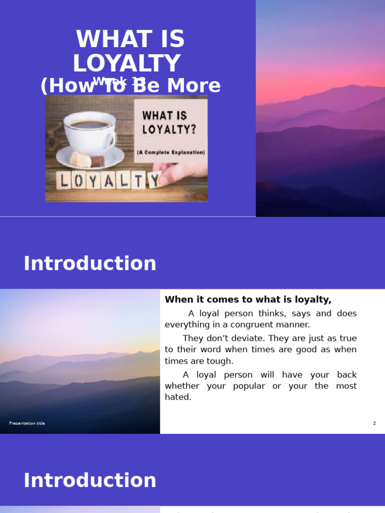 Week 13 Loyalty | PDF | Loyalty | Virtue