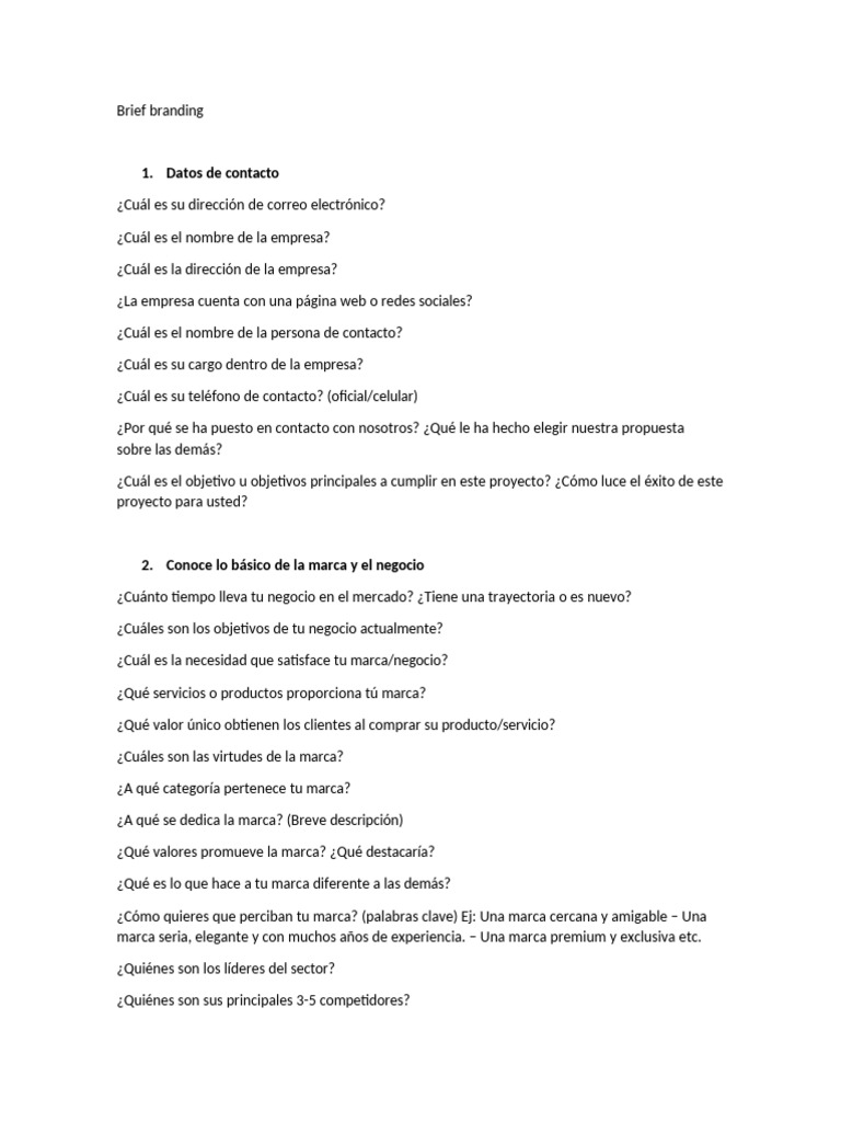 Brief para Branding y Logotipo | PDF | Marca | Business