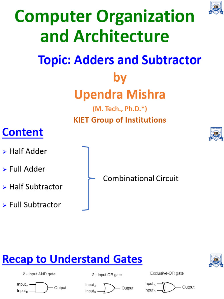 11_Adder _Subtractor | PDF | Subtraction | Arithmetic