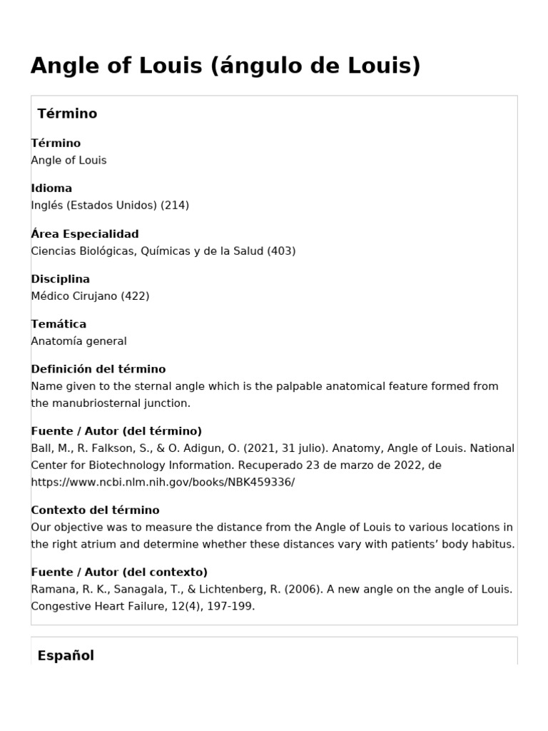 Angle of Louis Angulo de Louis | PDF | Sistema musculoesquelético | Sistema esquelético