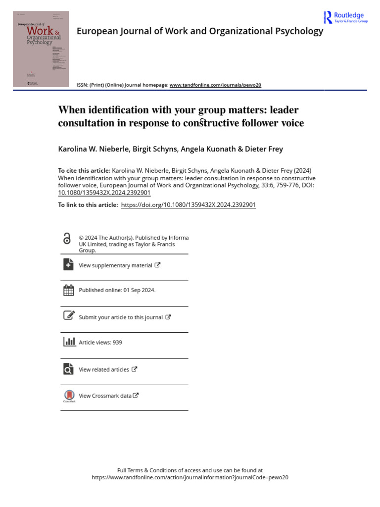 When Identification With Your Group Matters Leader Consultation in ...