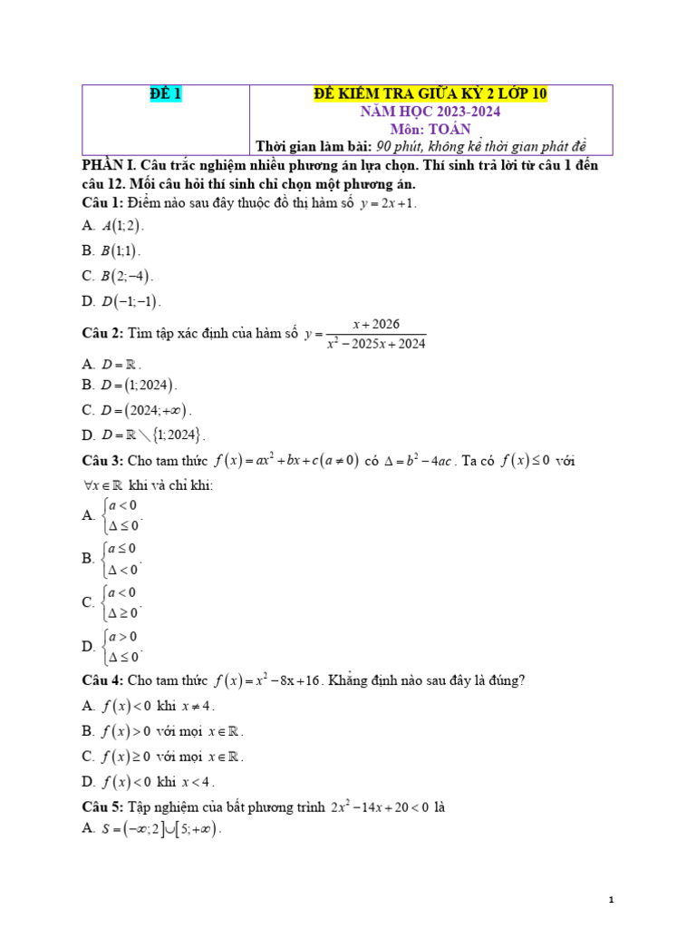 4DeOnGiuaKi2 2024 Toan10 | PDF