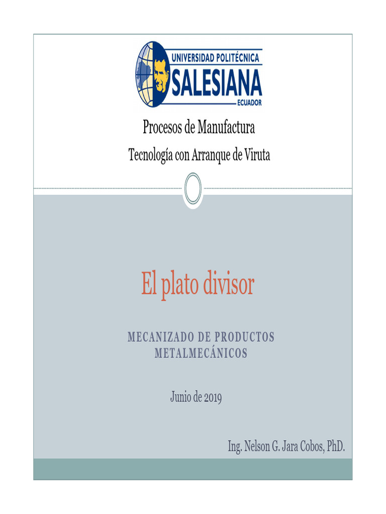 Funcionamiento del Plato Divisor | PDF | Engranaje