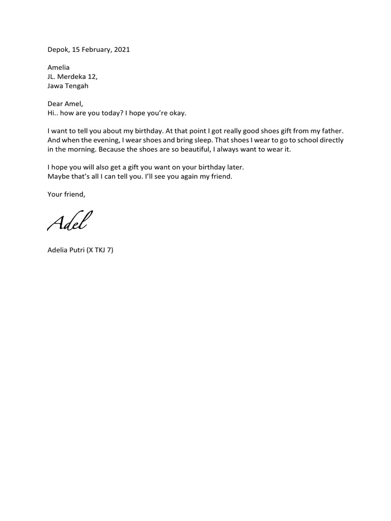 Contoh Personal Letter Untuk Teman | PDF