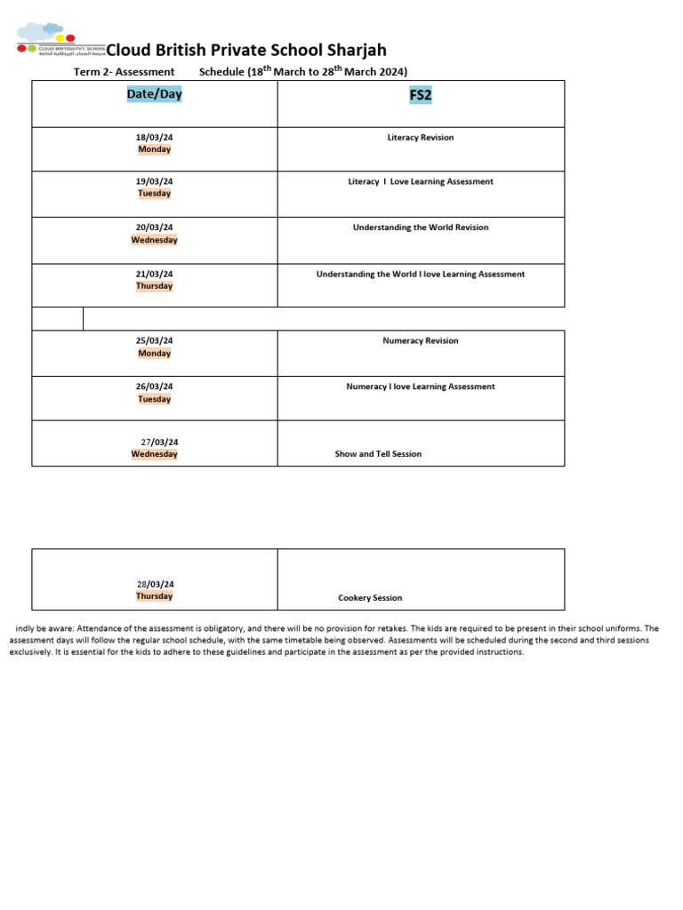 FS2 - Assessment Schedule March 2024 | PDF