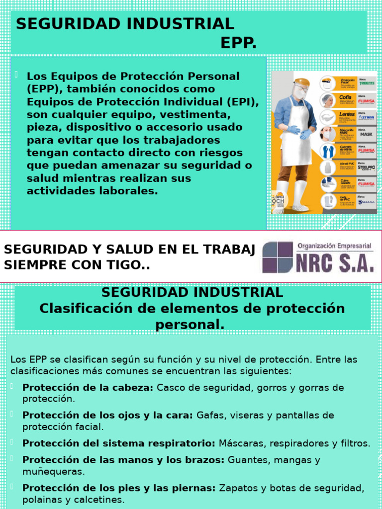 Seguridad Industrial Epp.: Seguridad Y Salud en El Trabajo, Siempre Con Tigo. | PDF