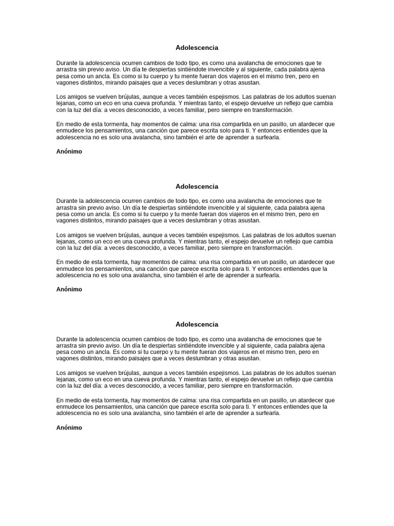 Emociones y cambios en la adolescencia | PDF