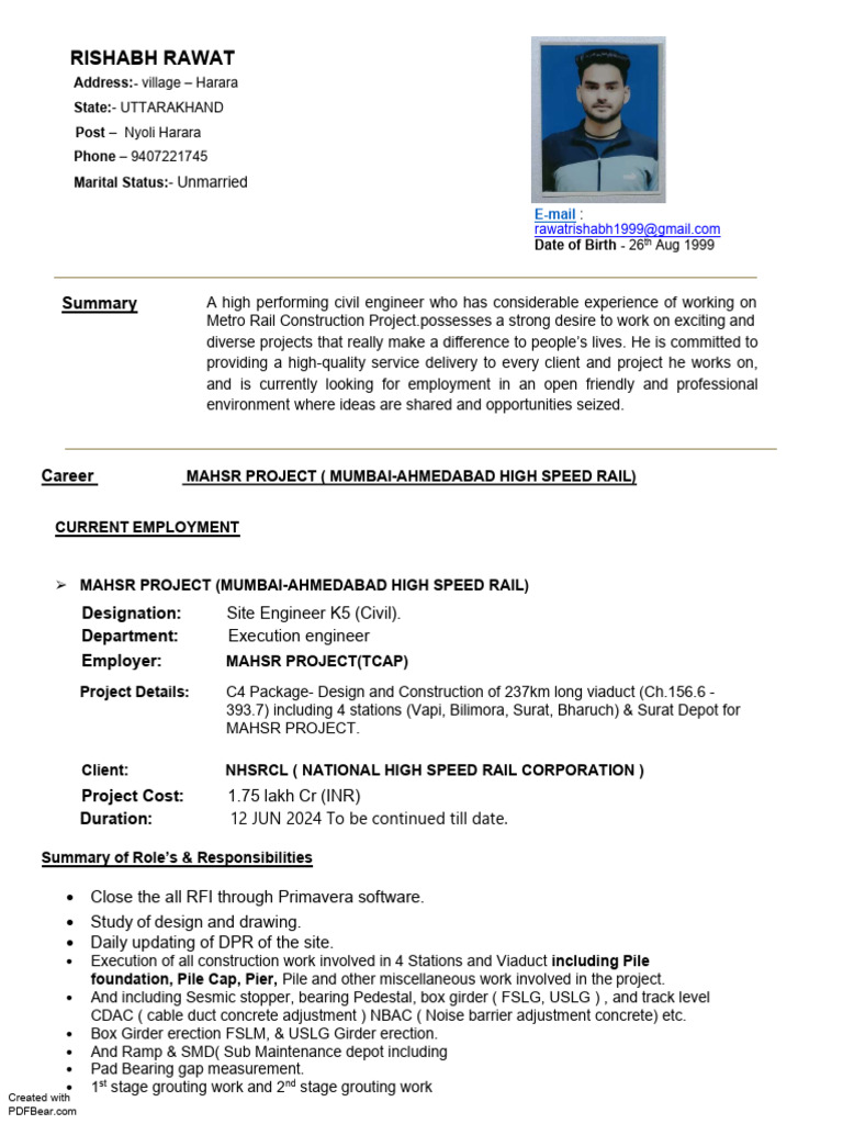 Rishabh Rawat Updated CV | PDF | Engineering