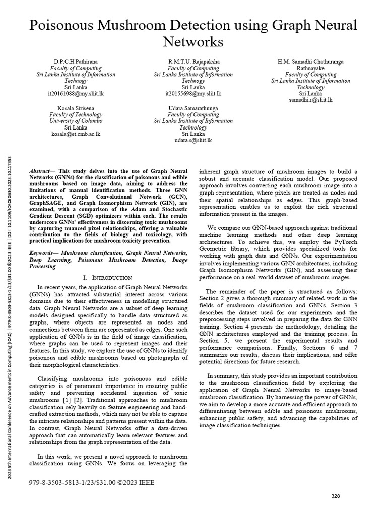 Poisonous Mushroom Detection Using Graph Neural Networks | PDF ...