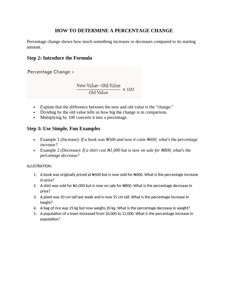 How To Determine A Percentage Change | PDF