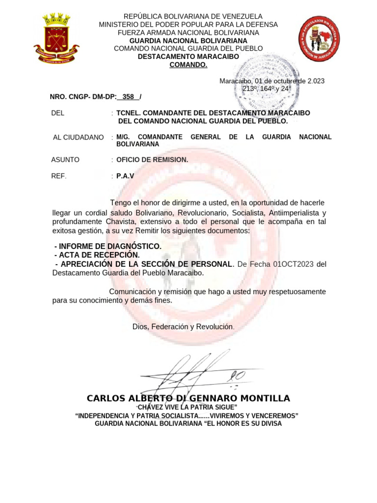 Oficio de Remisión Dgp-Maracaibo | PDF